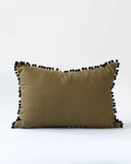 Dani Pom Pom Pillow Cover, Olive